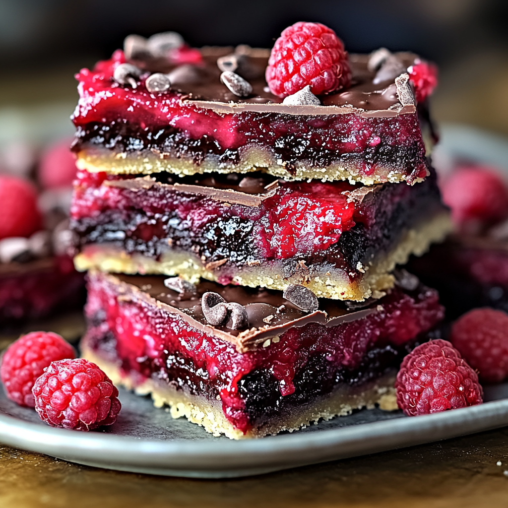 Dark Chocolate Raspberry Pie Bars