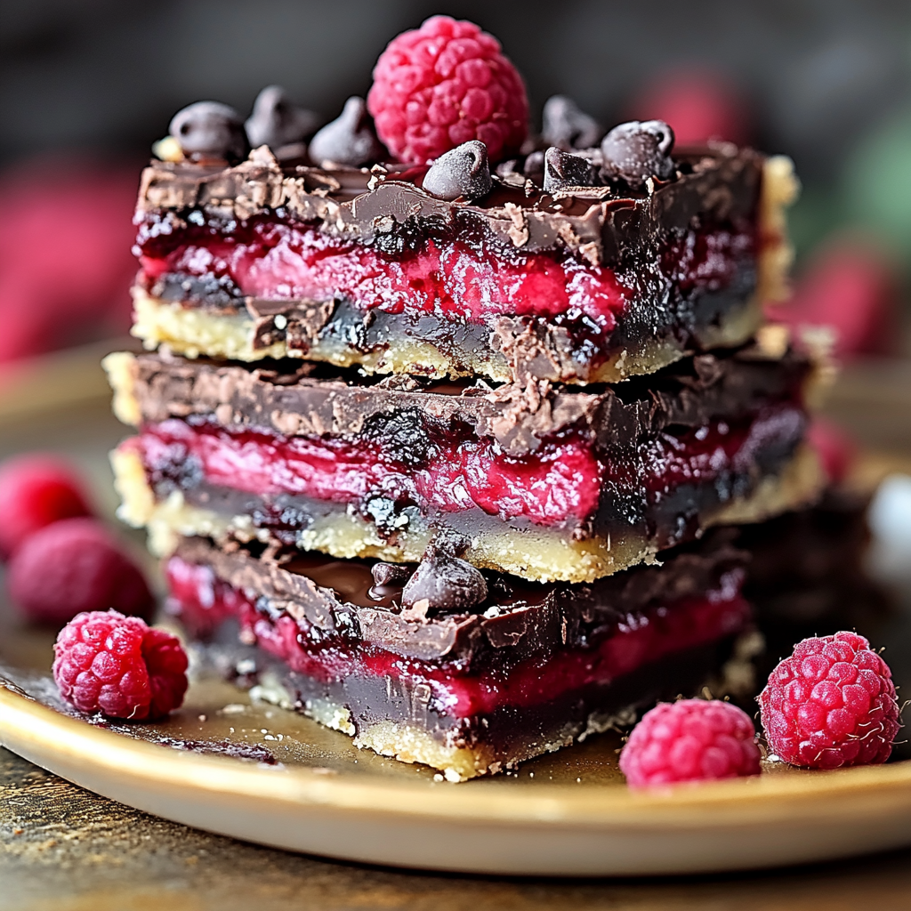 Dark Chocolate Raspberry Pie Bars