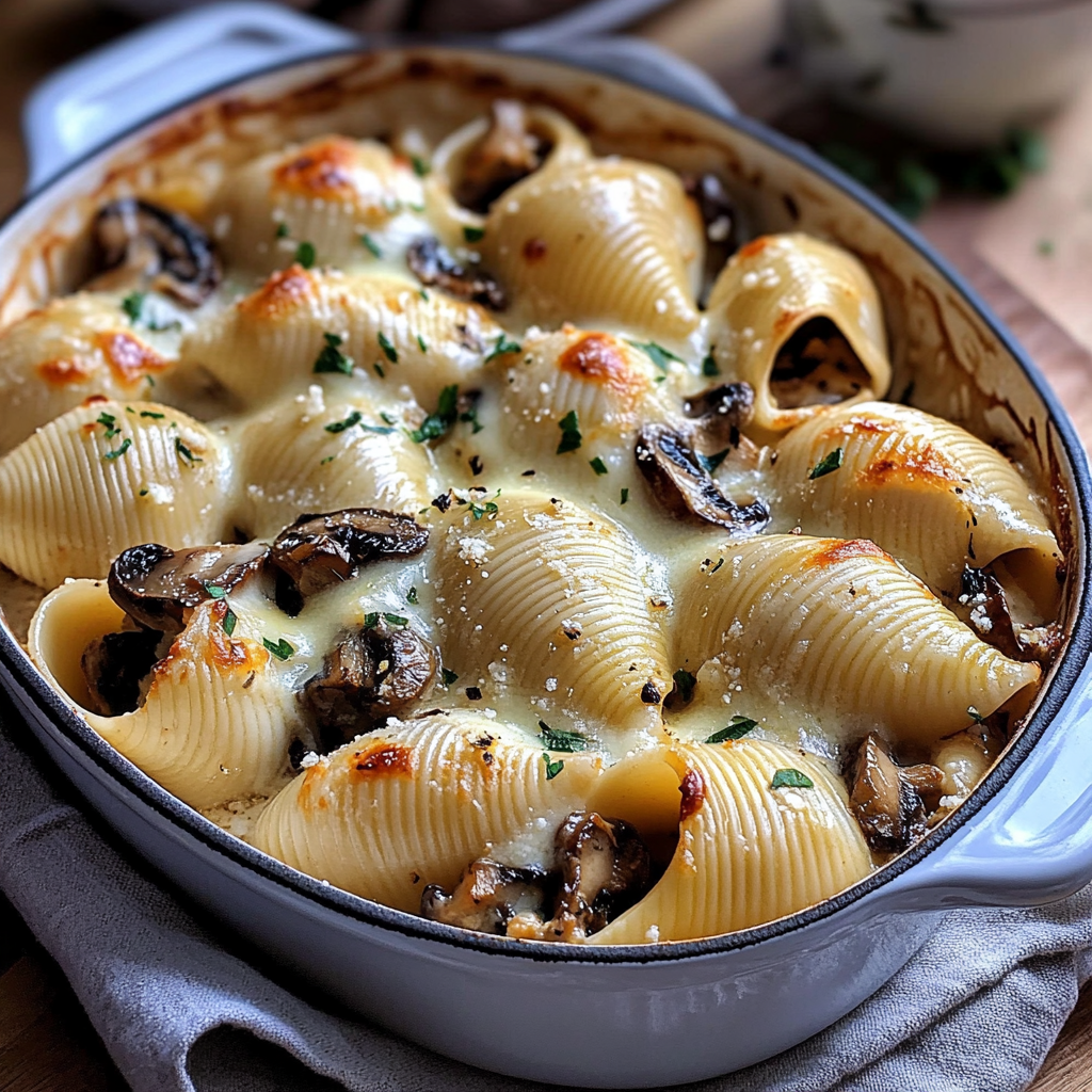 Creamy Garlic Mushroom Stuffed Shells