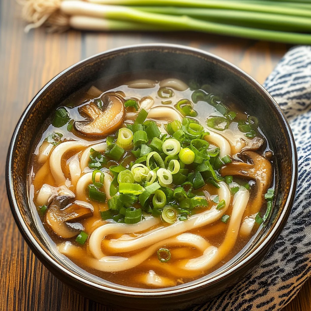 Miso Udon Noodle Soup with Teriyaki Mushrooms
