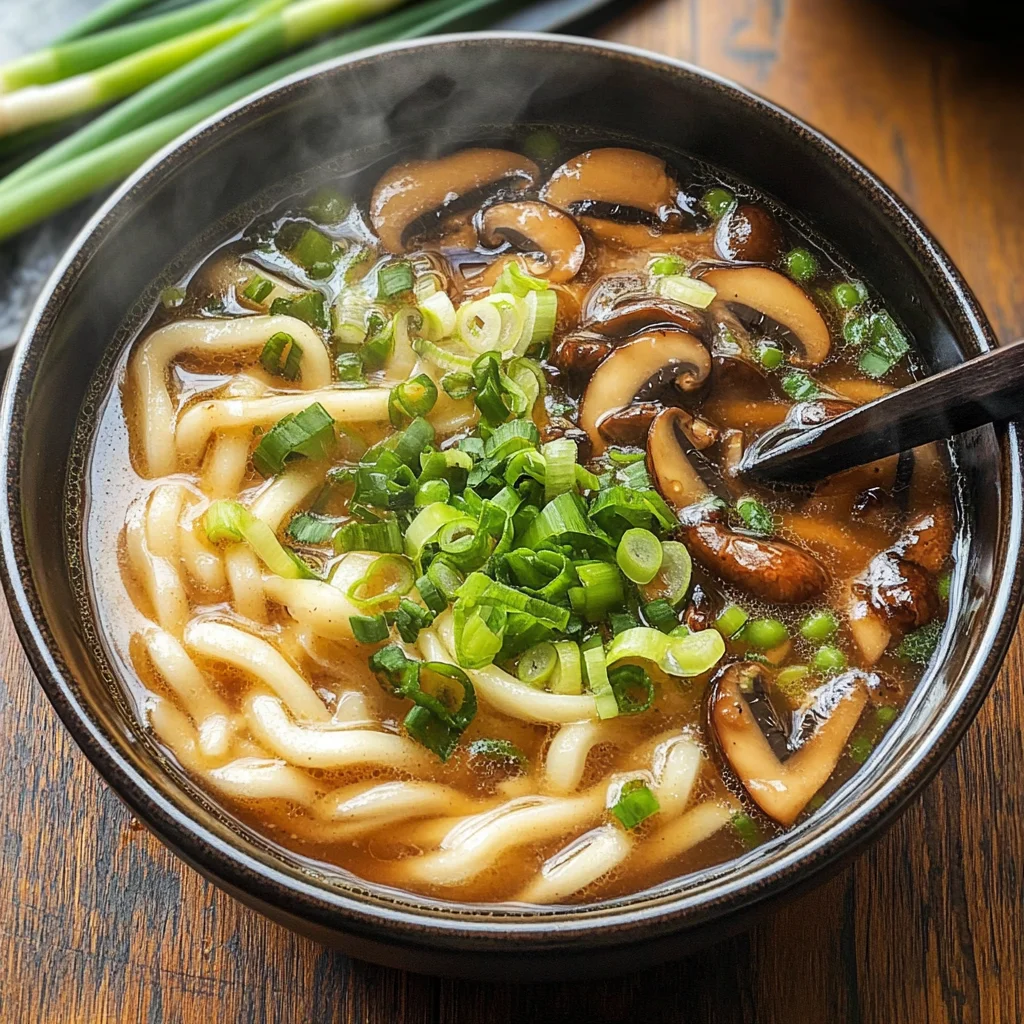 Miso Udon Noodle Soup with Teriyaki Mushrooms
