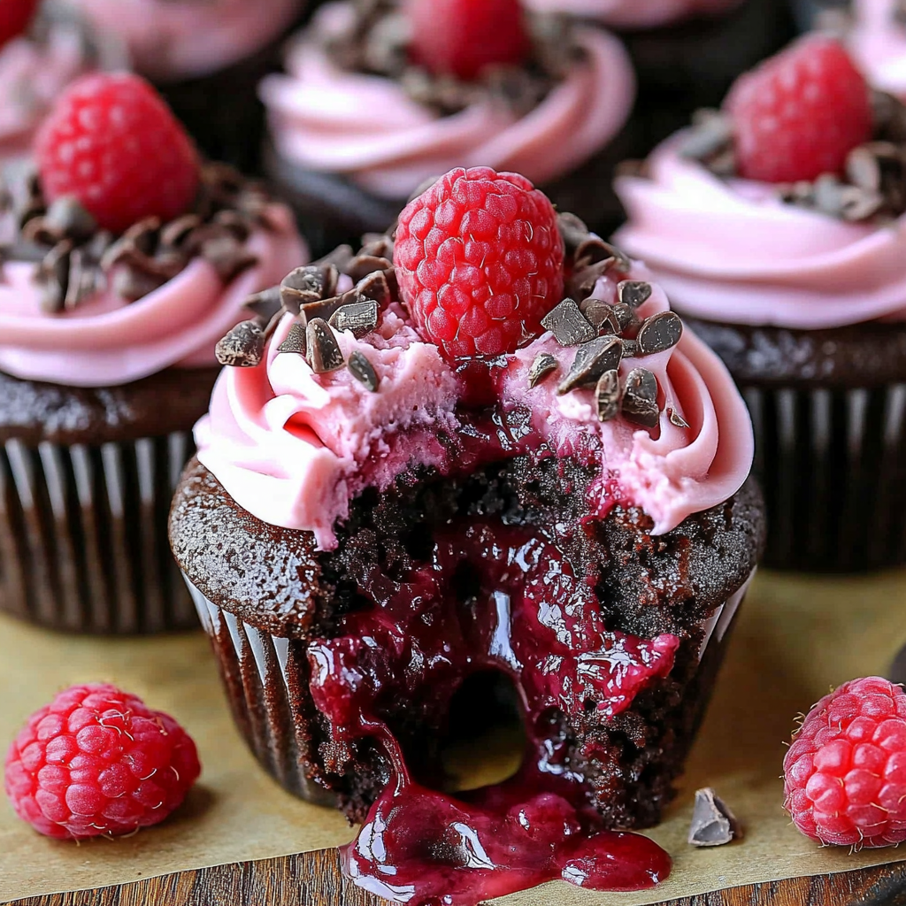 Raspberry Chocolate Lava Cupcakes