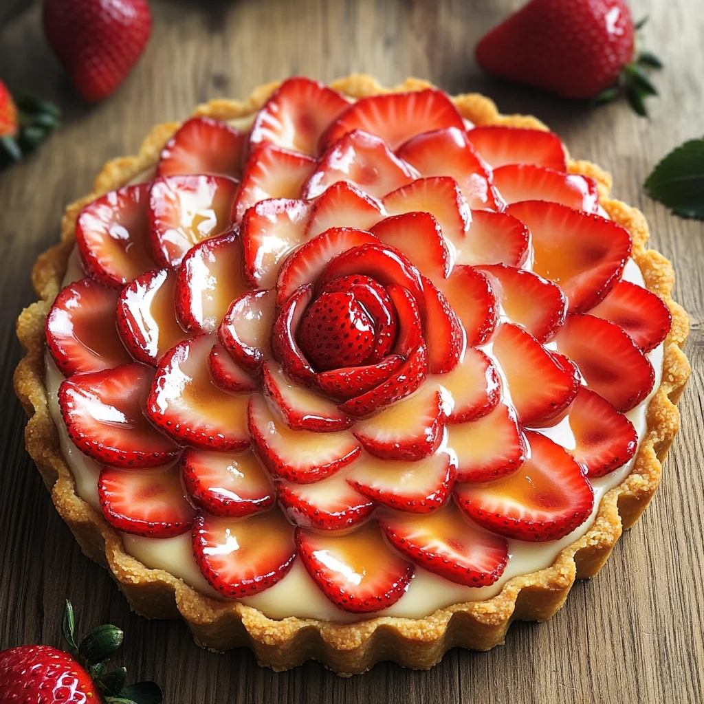 Strawberry Rose Tart with Custard Cream