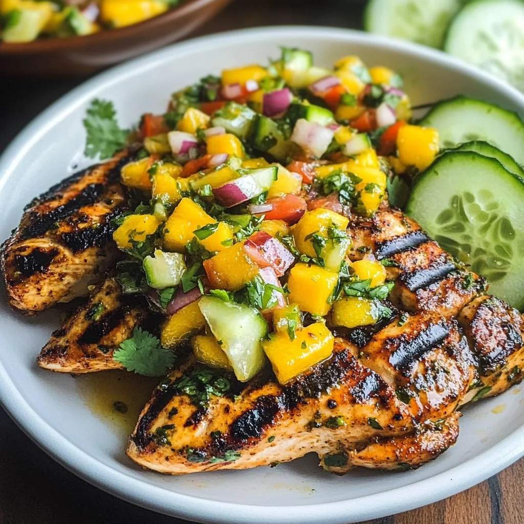 Grilled Cilantro Lime Chicken and Mango Salsa