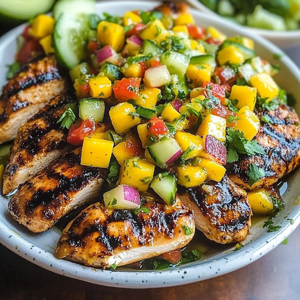 Grilled Cilantro Lime Chicken and Mango Salsa