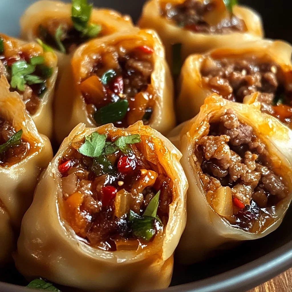 Spicy Beef Dumpling Rolls