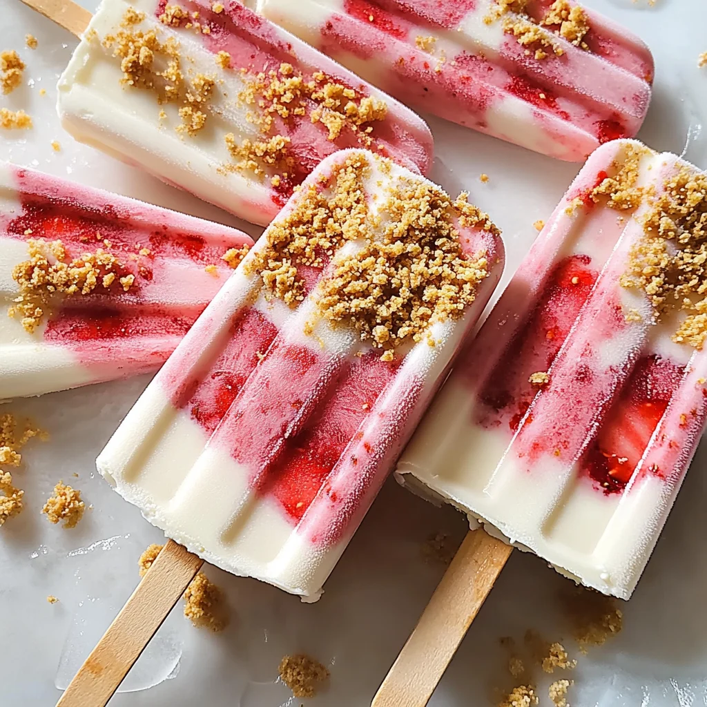Strawberry Swirl Cheesecake Ice Pops