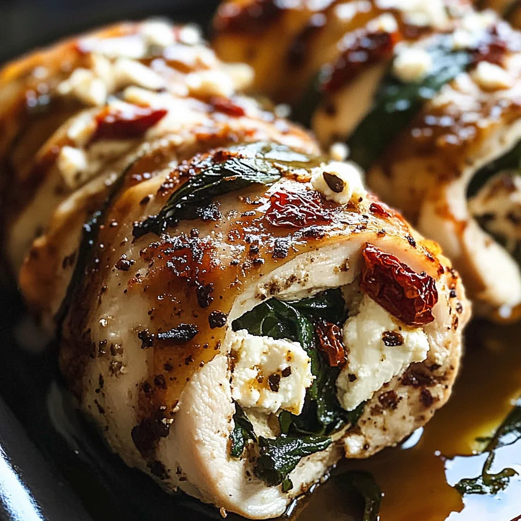 Rolled Up Chicken with Feta, Spinach, and Sun-Dried Tomatoes